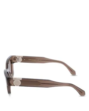 FERRAGAMO Gancini Hinge Rectangular Sunglasses, 52mm - Transparent Brown