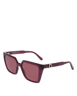 FERRAGAMO Renew Gancini Square Sunglasses - Transparent Burgundy