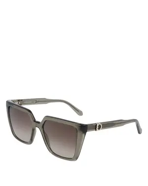FERRAGAMO Renew Gancini Square Sunglasses - Transparent Khaki