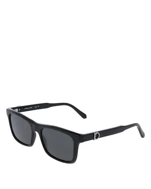 FERRAGAMO Renew Gancini 55mm Rectangular Sunglasses - Black
