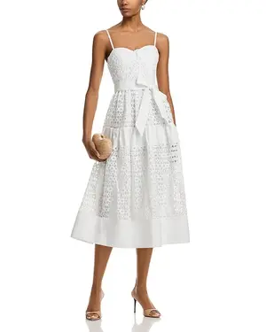 Aqua Eyelet Midi Dress