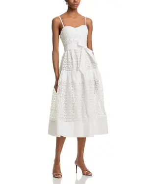 Aqua Eyelet Midi Dress