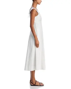 Aqua Cotton Poplin Midi Dress