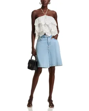Aqua Tiered Floral Lace Top
