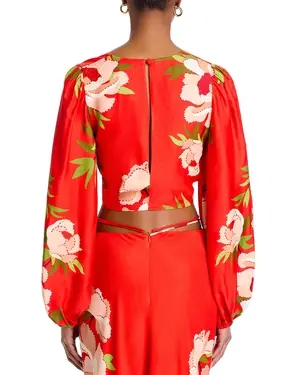 Farm Rio Peony Cropped Top