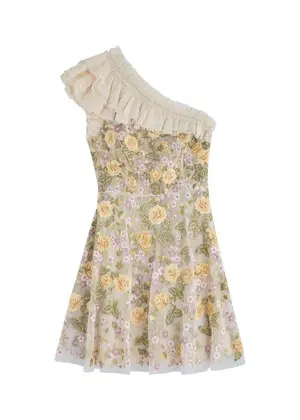 NEEDLE & THREAD Florine One-shoulder Mini Dress