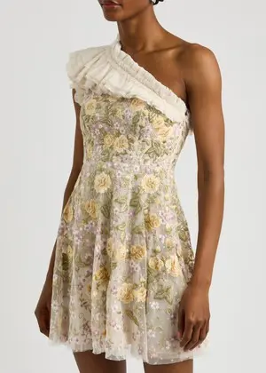 NEEDLE & THREAD Florine One-shoulder Mini Dress