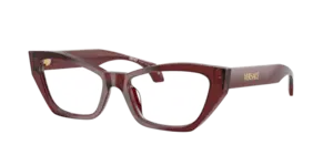 Versace Full Rim Cat Eye Eyeglasses - Transparent Bordeaux