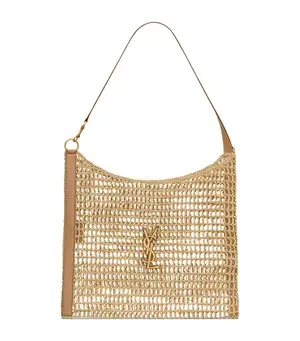 Saint Laurent Raffia Oxalis Crochet Shoulder Bag - Nude