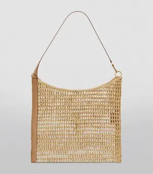 Saint Laurent Raffia Oxalis Crochet Shoulder Bag - Nude