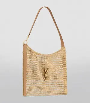 Saint Laurent Raffia Oxalis Crochet Shoulder Bag - Nude
