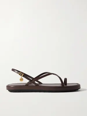 TOD'S Embellished Leather Sandals - Brown