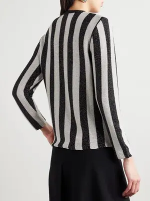 BODE Grandstand Metallic Striped Cardigan - Black