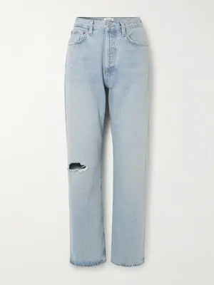 AGOLDE Kelly Distressed High-rise Straight-leg Jeans