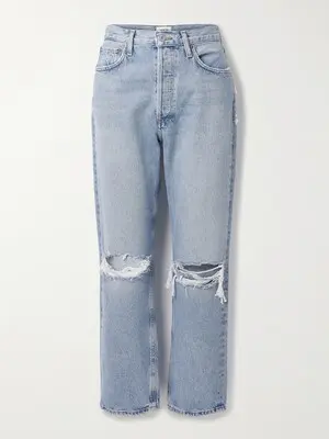 AGOLDE 90s Distressed Mid-rise Straight-leg Jeans - Blue