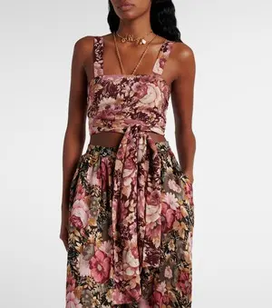 Chloé Floral Crepe De Chine Crop Top