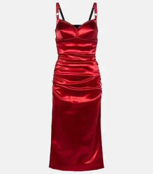Dolce & Gabbana Ruched Satin Midi Dress