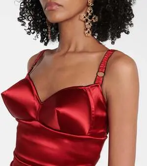 Dolce & Gabbana Ruched Satin Midi Dress