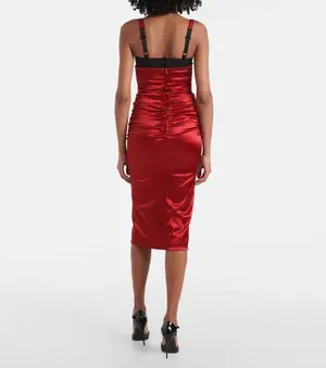 Dolce & Gabbana Ruched Satin Midi Dress