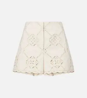 Veronica Beard Jazmin Laser-cut Cotton Shorts