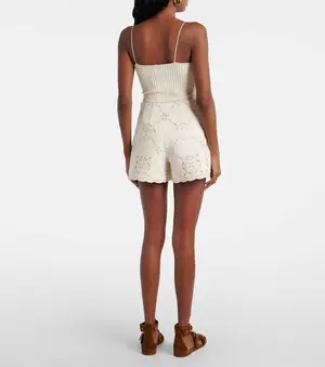 Veronica Beard Jazmin Laser-cut Cotton Shorts