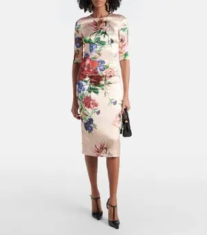 Dolce & Gabbana Floral Print Satin Midi Dress