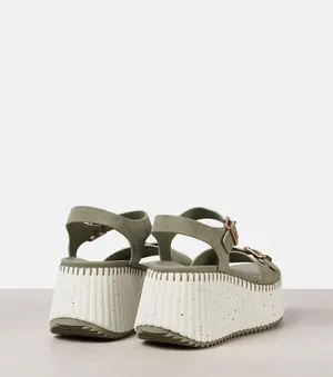 Chloé Nama Suede Platform Sandals - Green
