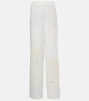 Dorothee Schumacher Embroidered Wide-leg Linen Trousers