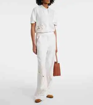 Dorothee Schumacher Embroidered Wide-leg Linen Trousers