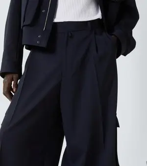 Dries Van Noten High-rise Wool Wide Leg Cargo Trousers