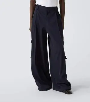 Dries Van Noten High-rise Wool Wide Leg Cargo Trousers
