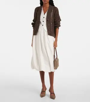Brunello Cucinelli Cotton-blend Poplin Vest With Monili Applique