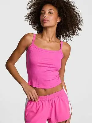Pink Ribbed Camis Tanks For Women
