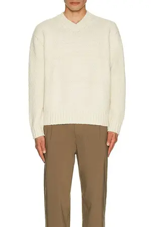 WAO Slub Yarn V-neck Sweater