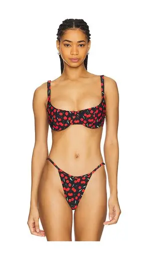 Good American Balconette Bikini Top - Black Cherry