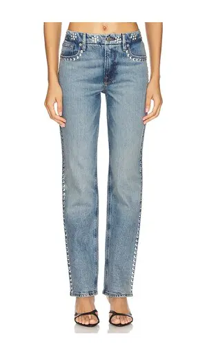 Good American Good Icon Studded Straight Jeans