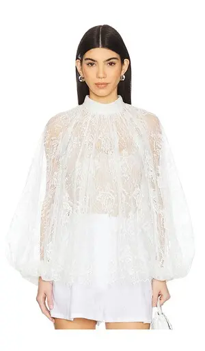 Hemant & Nandita Lace Mock Neck Puff Sleeve Top With Cami