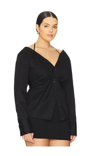 Good American Poplin Off Shoulder Top