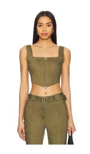 Simkhai Kateri Cropped Twill Bustier Top