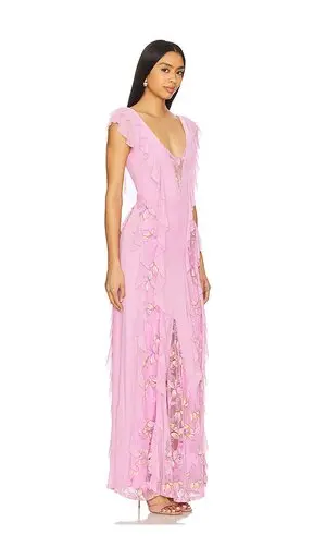 AFRM Trista Floral Print Maxi Dress With Ruffles