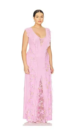 AFRM Trista Floral Print Maxi Dress With Ruffles