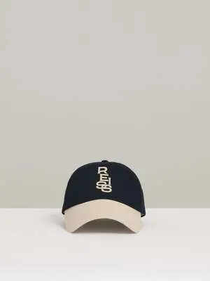 REISS Jaxon Cotton Baseball Cap - Ecru/navy