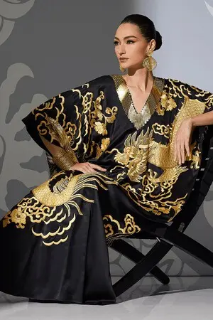 Natori Couture Embroidered Dragon Caftan