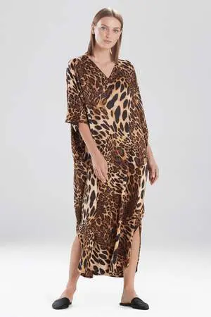 Natori Luxe Leopard Zip Caftan - Neutral