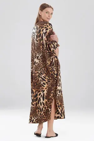 Natori Luxe Leopard Zip Caftan - Neutral