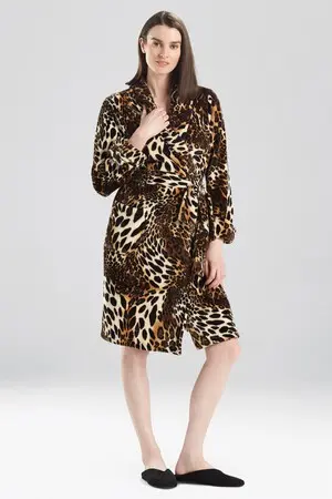 Natori Plush Leopard Cozy Robe - Neutral