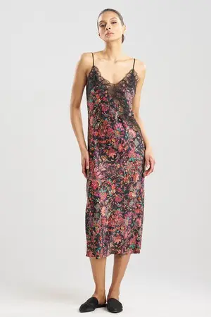 Natori Printed Charmeuse Slip Dress