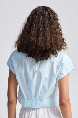 REISTOR Oversized Crop Shirt - Blue