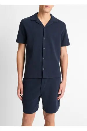 Vince Cotton Bouclé Cabana Shirt - Black
