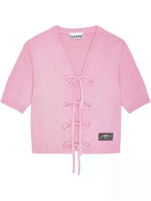 GANNI Short-sleeve Cardigan - Pink